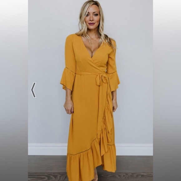 Baltic Born | Dresses | Baltic Born Daniella Mustard Dress | Poshmark